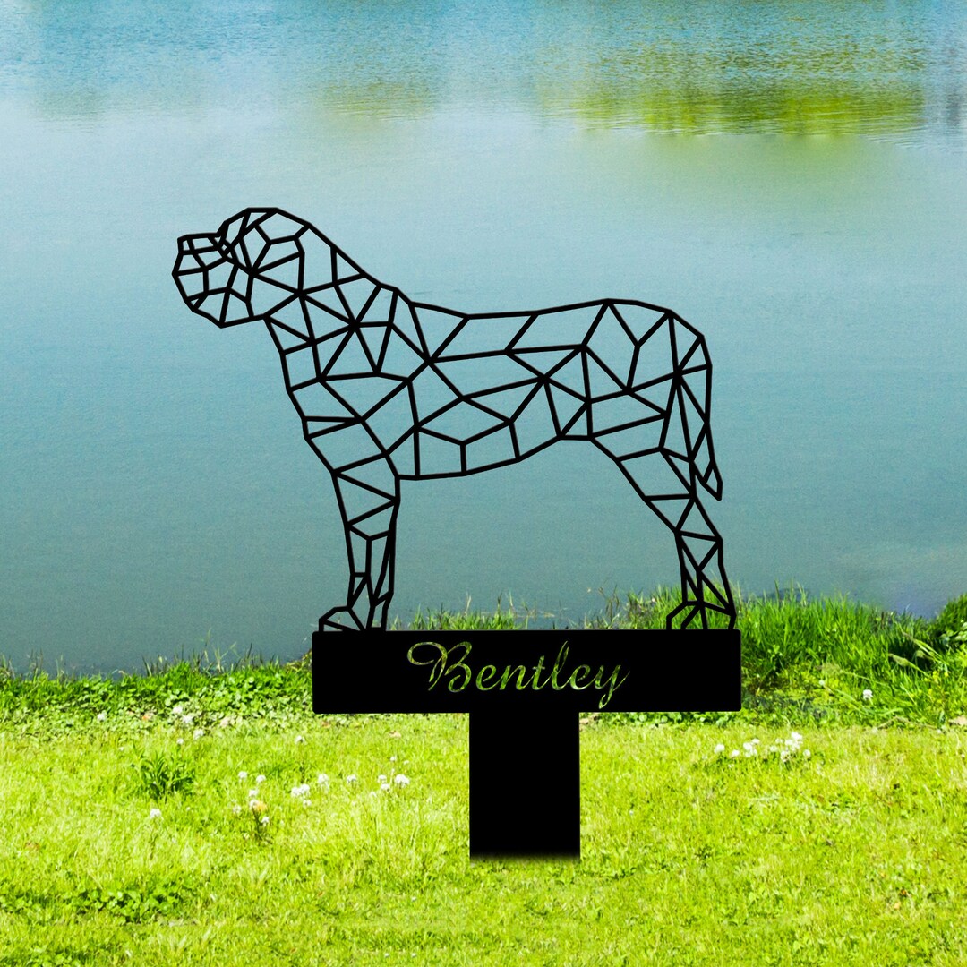 Mastiff Geometric Garden Stake Metal, Mastiff Metal Yard Art, Geometric ...