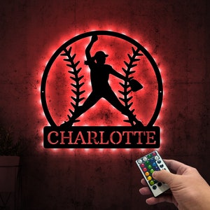 Personalized Softball Pitcher Metal Wall Art With Led Lights, Pitcher ...