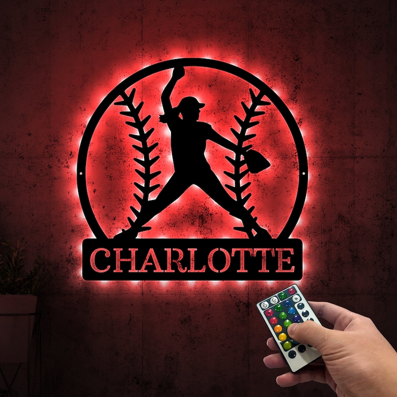 Personalized Softball Pitcher Metal Wall Art With Led Lights - Etsy