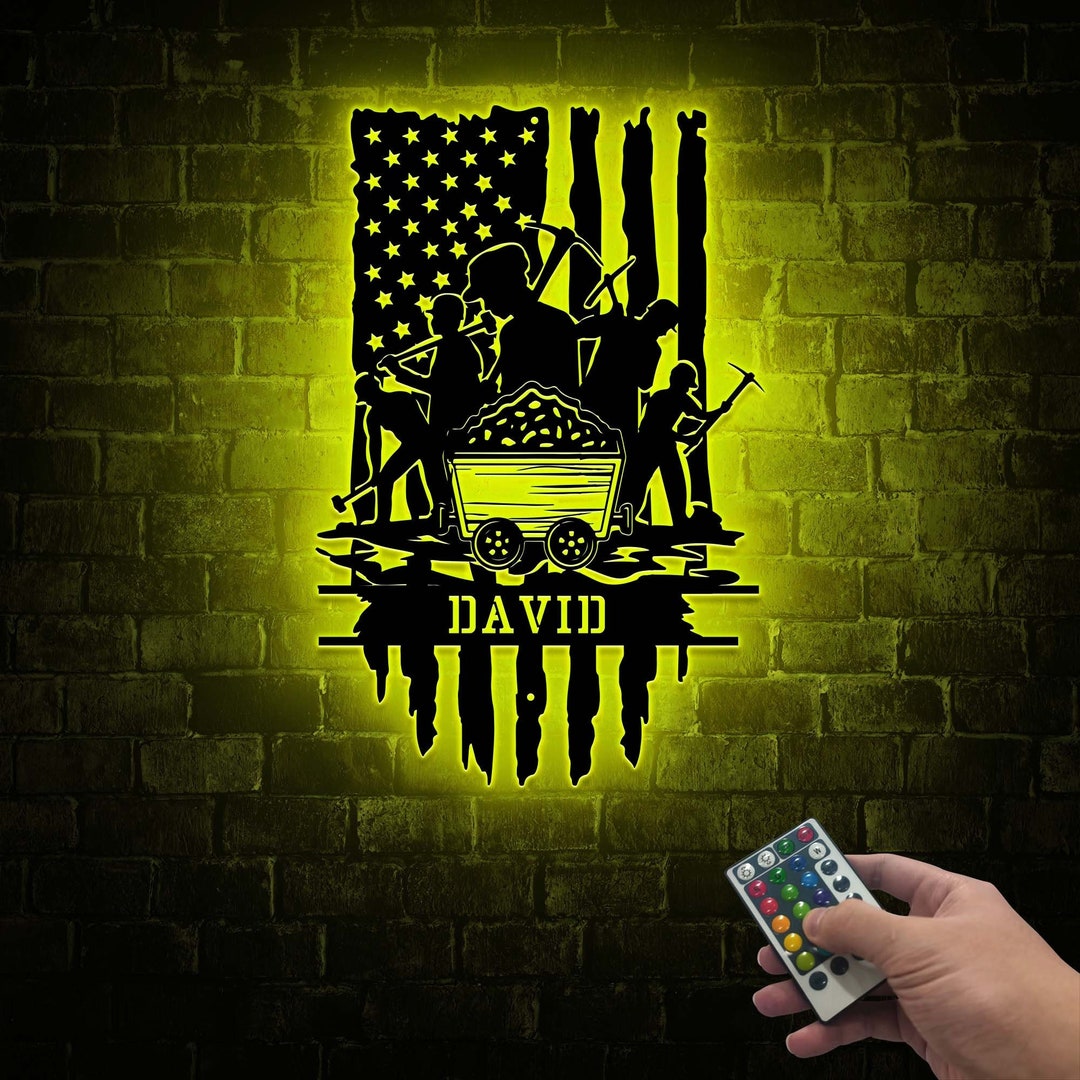 US Gold Miner Metal Sign Led Light, Gold Miner Gift Father's Day Gift ...