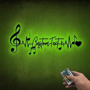 Personalized Music Heartbeat Metal Wall Art Led Light, Ekg Music Wall ...