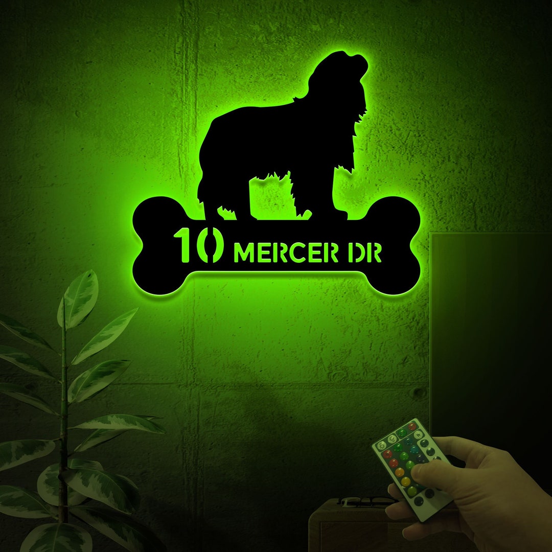 Cavalier King Charles Spaniel Dog Address Sign With Led Light, Address ...