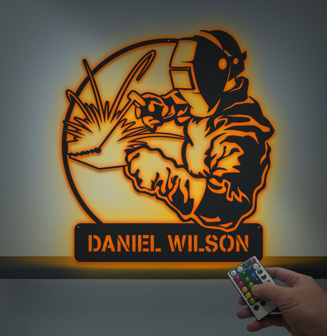 Personalized Welder Metal Art, LED Welding Sign, Mechanic Gift - Etsy