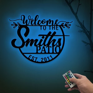 Personalized Metal Patio Sign With Led Lights, Welcome to Our Patio ...