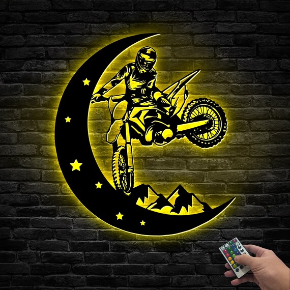 Dirt Bike Moon Sign Metal Wall Art Dirt Bike Metal Sign With | Etsy