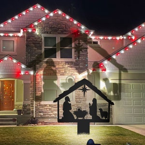 Nativity Scene Shadow Caster Metal Stake, Christmas Outdoor Decor ...