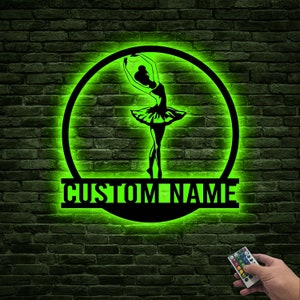 Girl Ballet Dancer Metal Sign Led Light, Ballerina Wall Art, Ballet ...