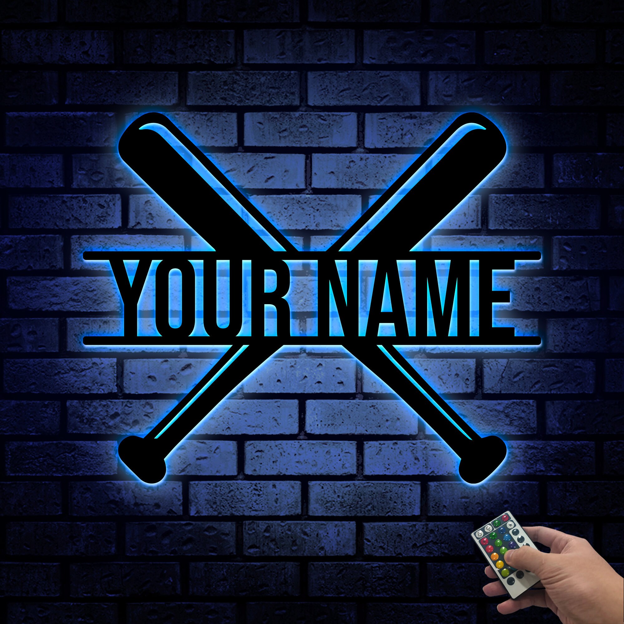 Personalized Baseball Metal Wall Art With Lights Custom - Etsy