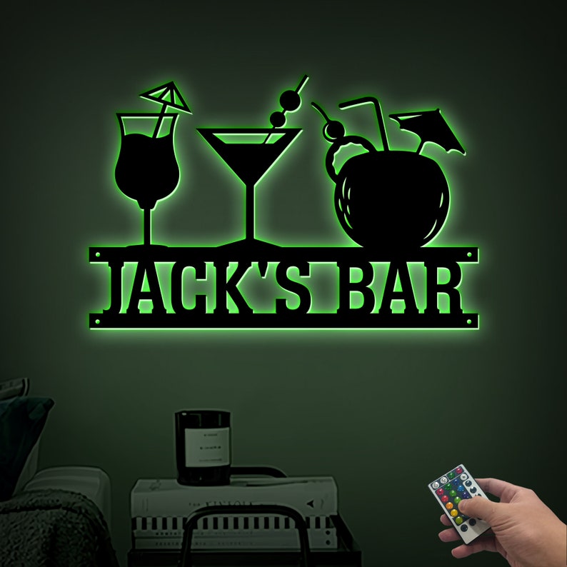 Personalized Bar Sign Custom Bar Metal Wall Art Led Lights - Etsy