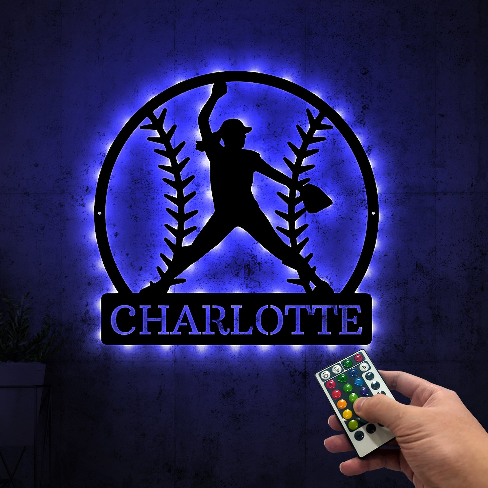 Personalized Softball Pitcher Metal Wall Art With Led Lights - Etsy