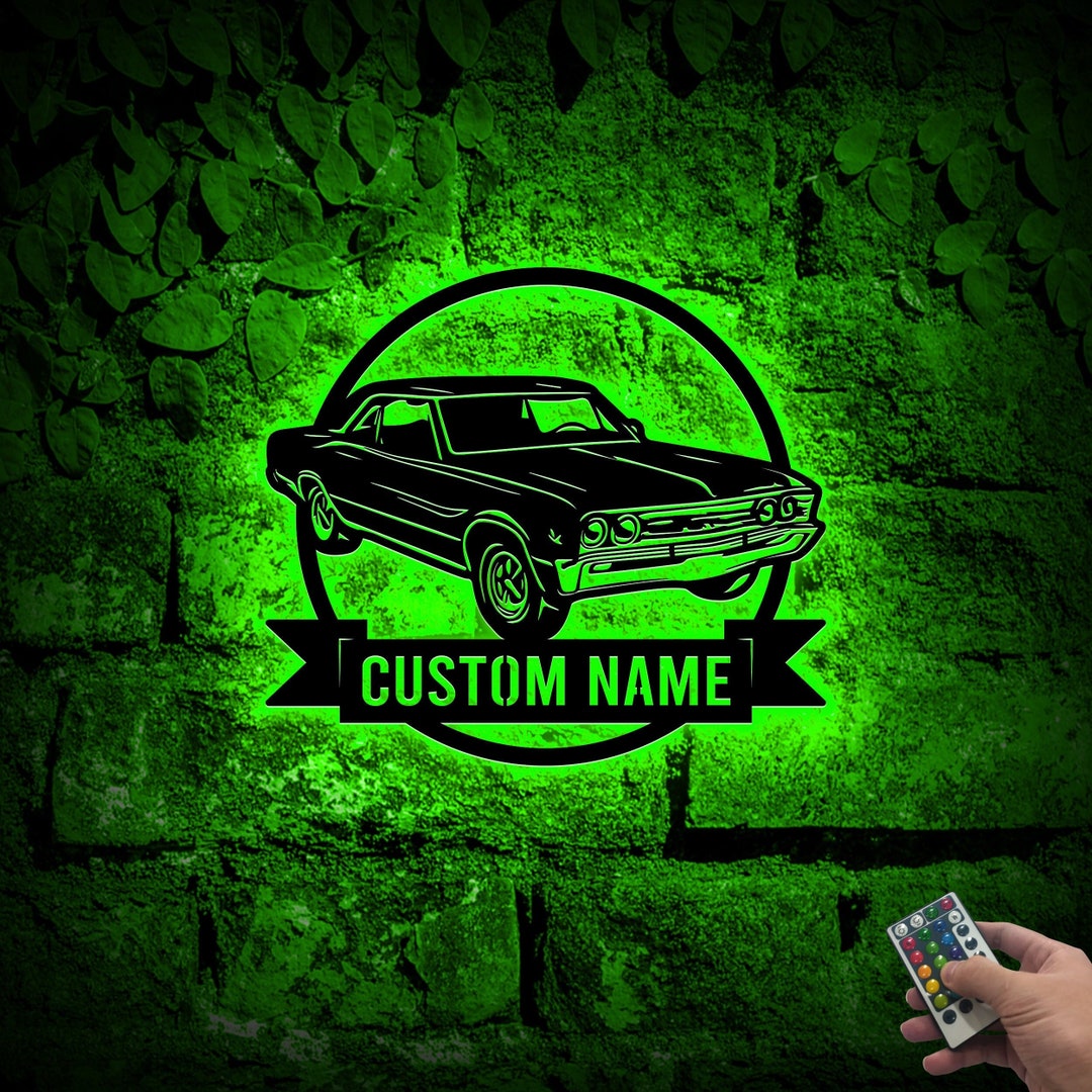 Custom Metal Muscle Car Sign With Led Light, Custom Garage Sign, Garage ...