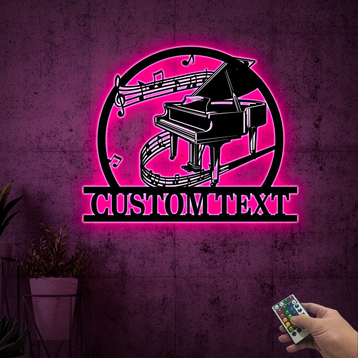 Personalized Piano Monogram Metal Wall Art With Led Lights - Etsy