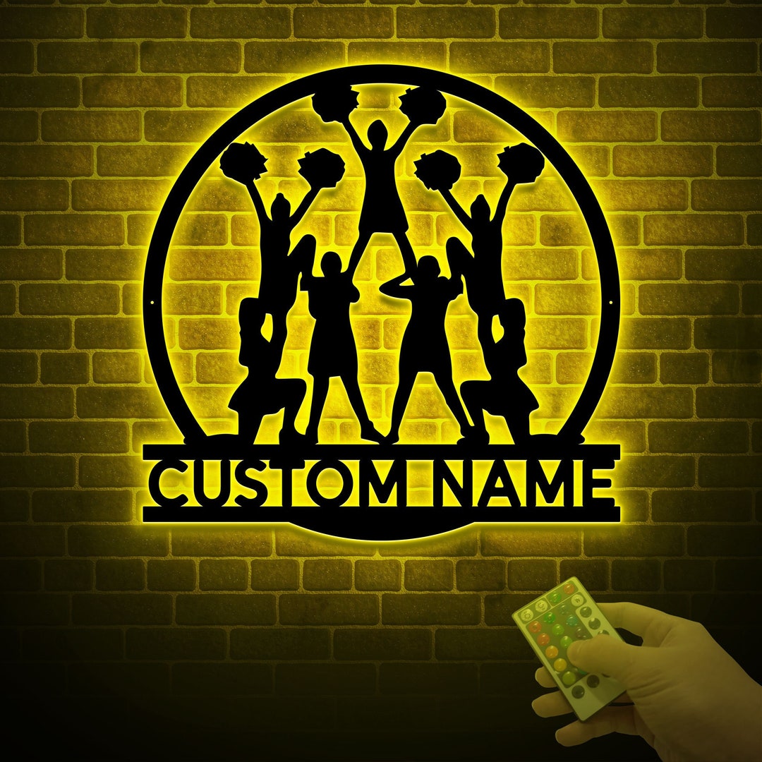 Custom Cheerleading Metal Wall Art With Led Light, Cheerleader Gifts ...