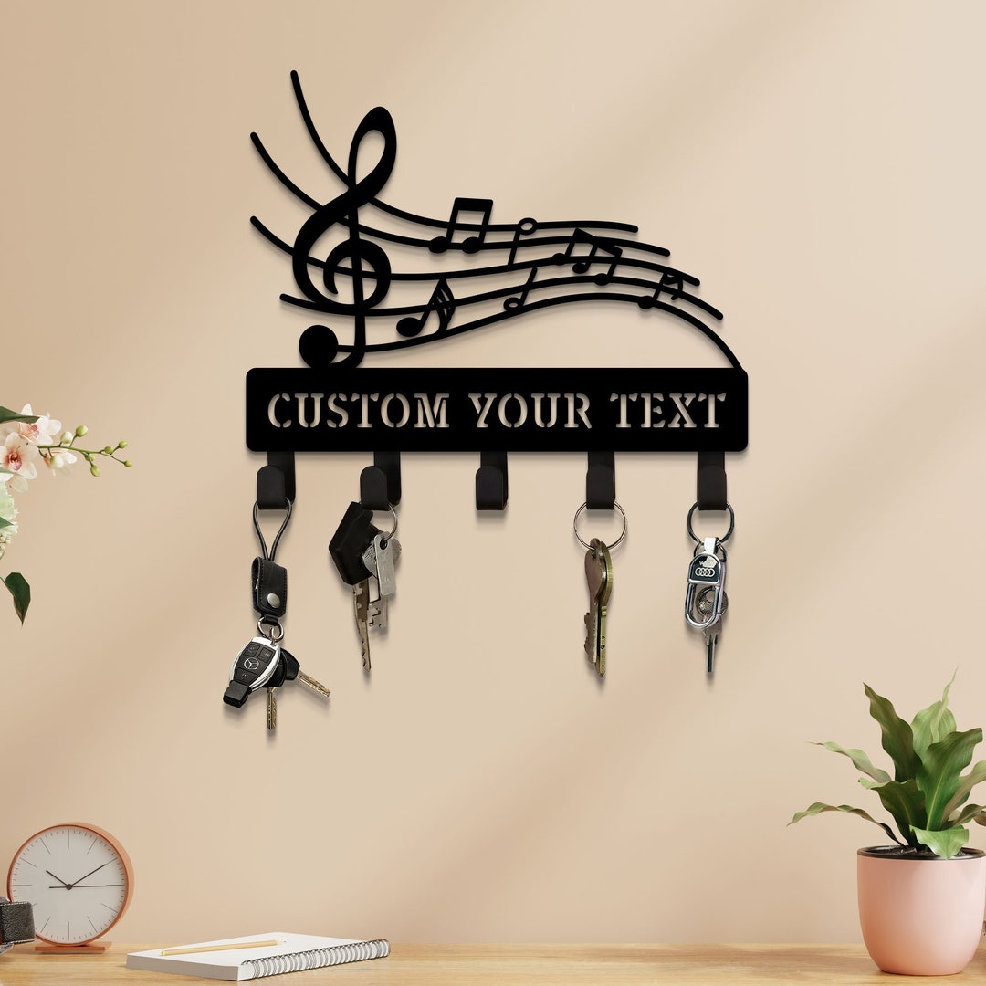 Custom Music Key Holder for Wall, Musical Notes Metal Key Holder ...