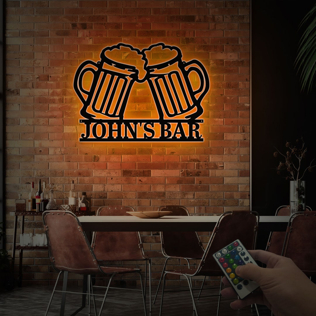 Personalized Beer Sign With Light Beer Zone Pub Club Decor Outdoor Wall ...