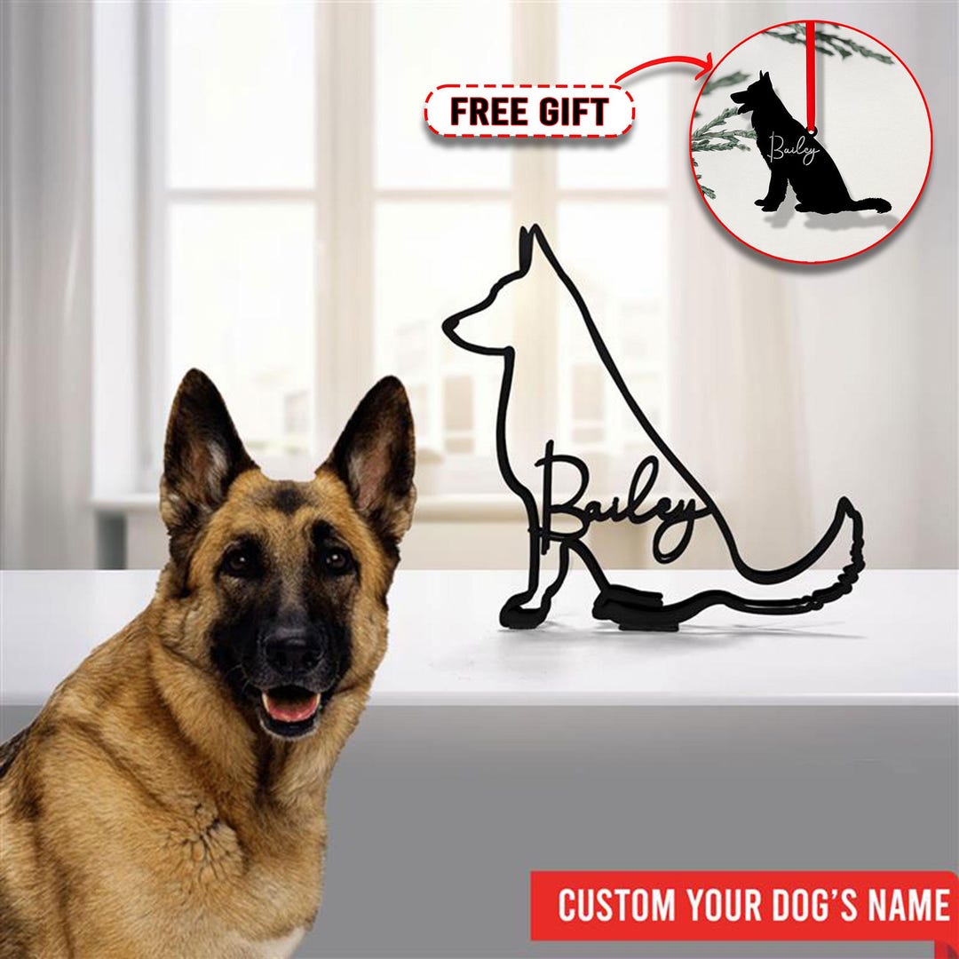German Shepherd Metal Table Sign, Custom Dog Breed Sculpture - Etsy