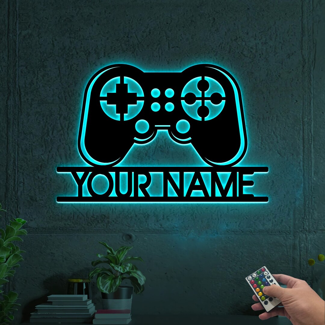 Personalized Game Room Sign With Lights, Custom Gamer Sign, Gaming Room ...