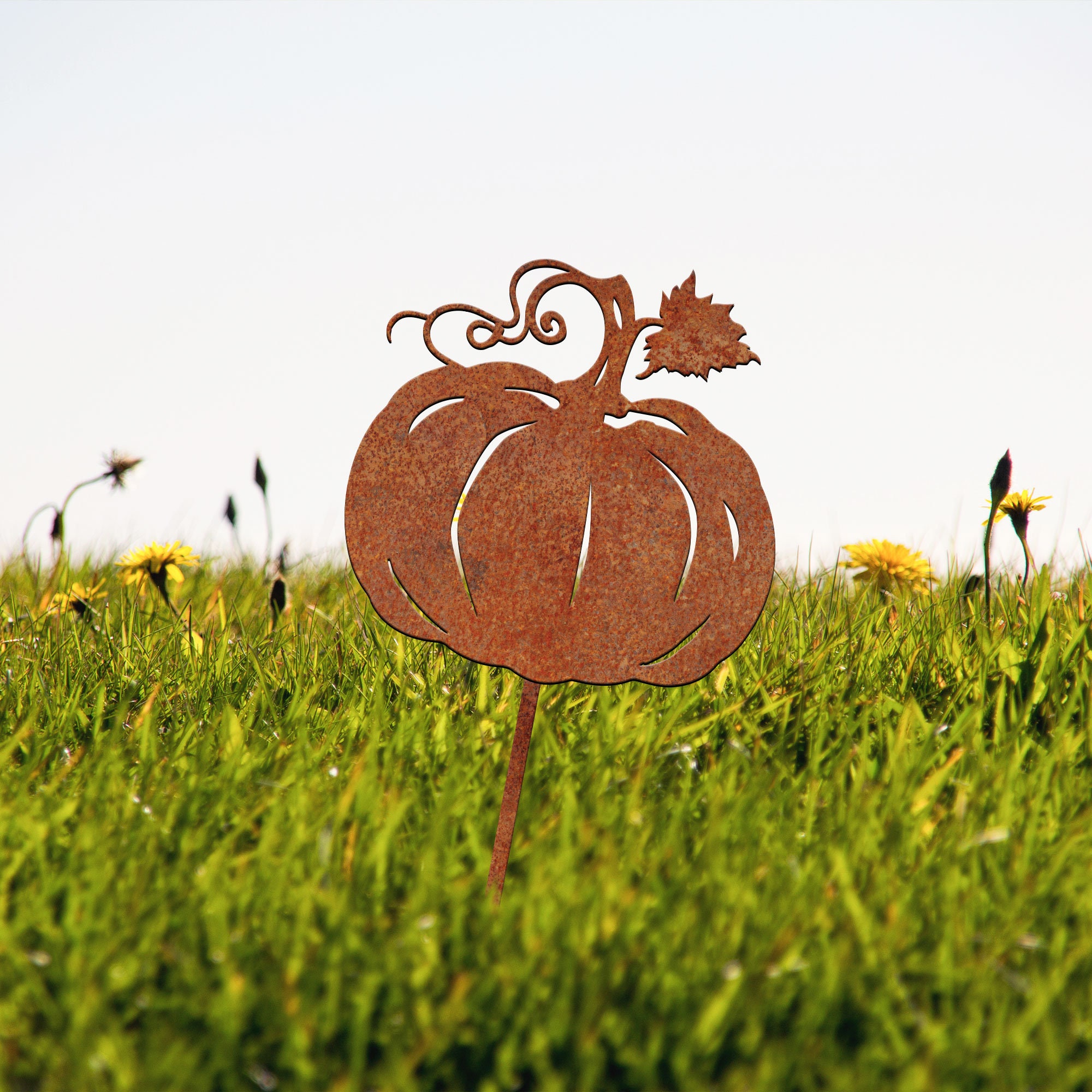 Rusty Metal Pumpkin Garden Stake, Fall Thanksgiving Decor - Etsy