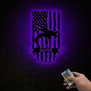 US Wrestling Metal Sign Led Light, Wrestling Coach Gift, Xmas Birthday ...