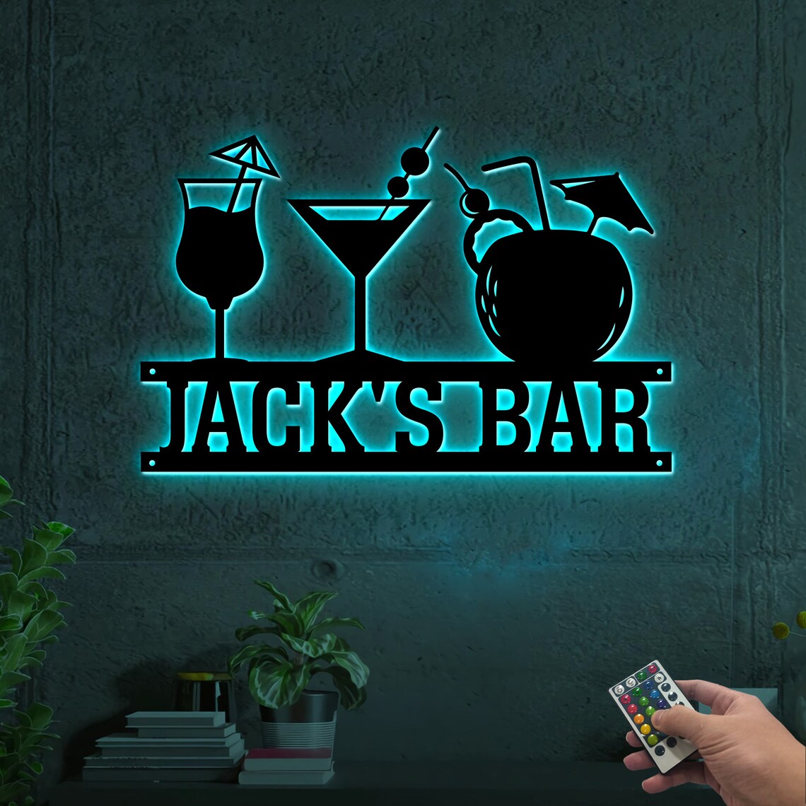 Personalized Bar Sign Custom Bar Metal Wall Art Led Lights | Etsy