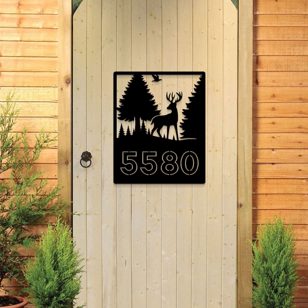 Deer Address Sign Customized, Metal House Numbers, Metal Address ...