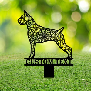 Custom Boxers Dog Stake Metal, Zentangle Metal Yard Art, Dog Garden ...
