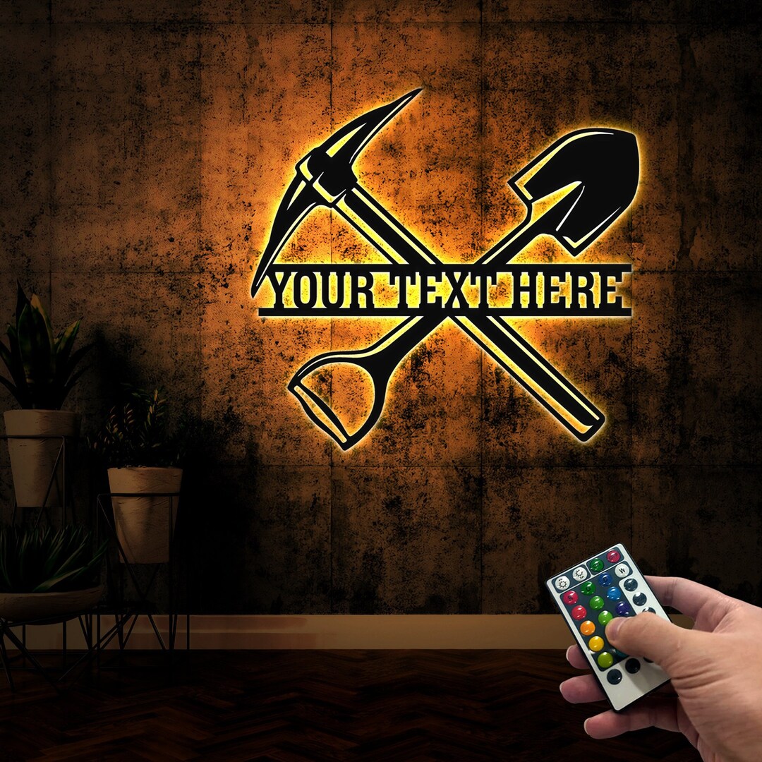 Personalized Coal Miner Metal Wall Art With Lights, Miner Name Sign ...