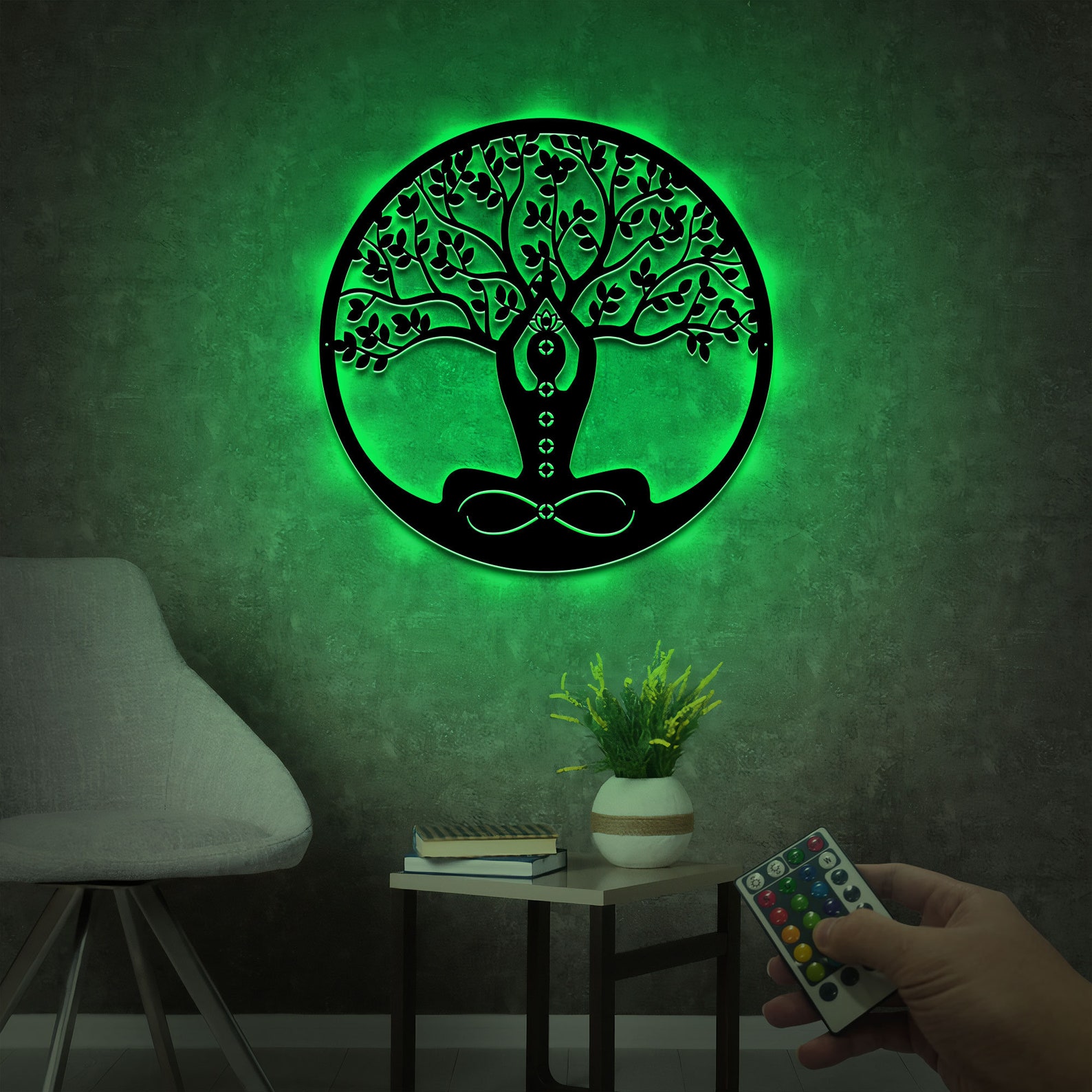 Personalized Meditation Tree of Life Metal Wall Art With Led Lights ...