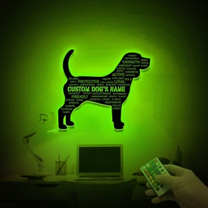 Beagle Dog Traits Custom Metal Wall Art Led Light, Beagle Personality ...