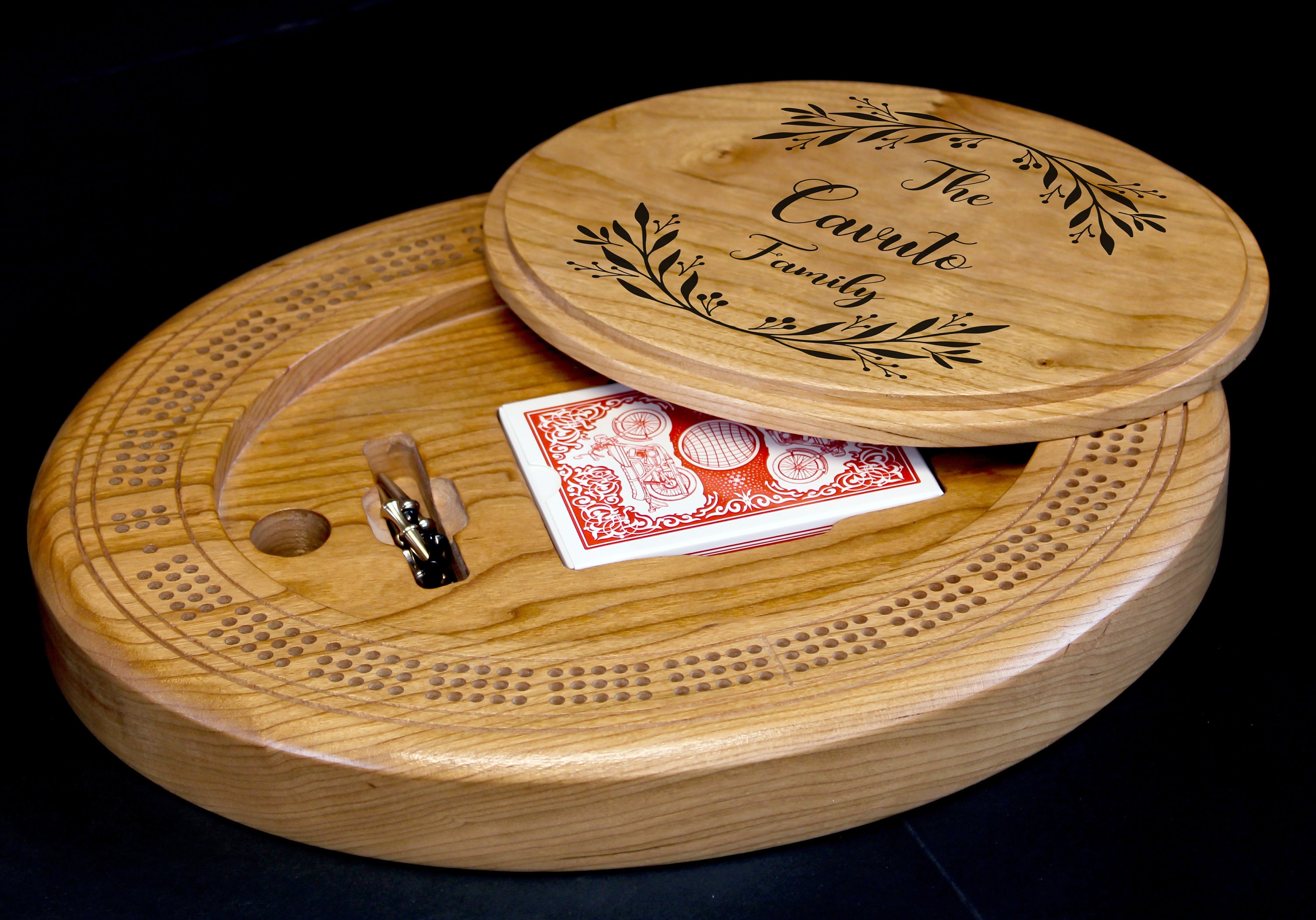 Solid Cherry Cribbage Board Personalized Family Name Custom - Etsy