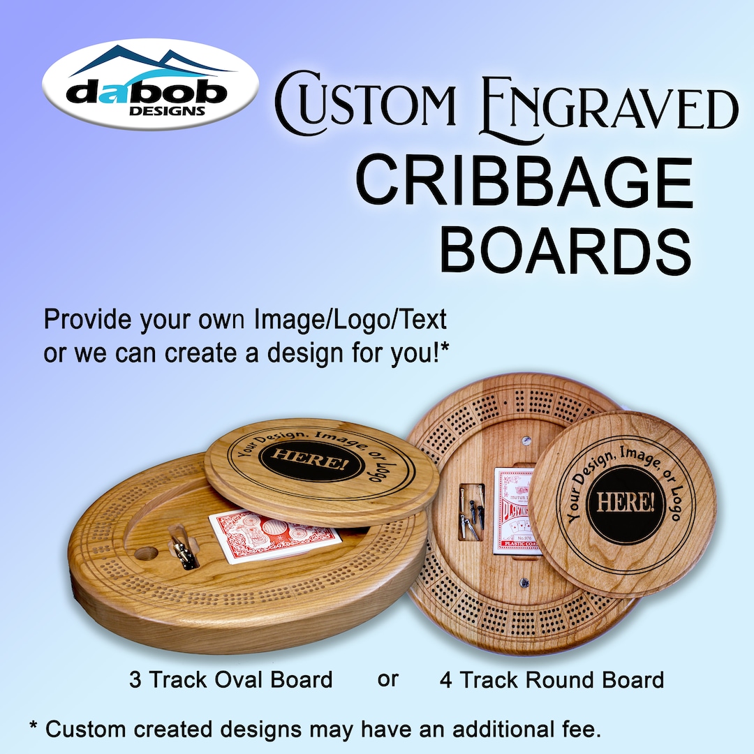 Custom Cribbage Board Laser Engraved Custom Image or Logo, Personalized ...