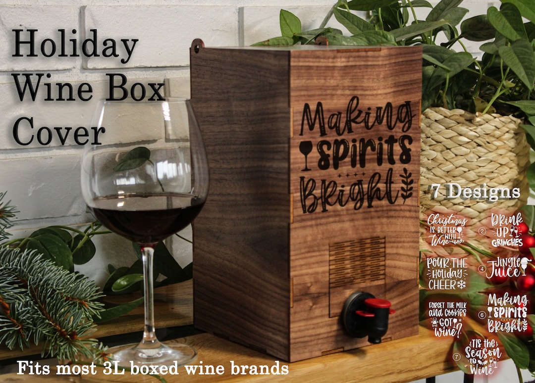 Christmas/holiday Themed Wood Wine Box Cover for 3L Box Wines Wine Box ...