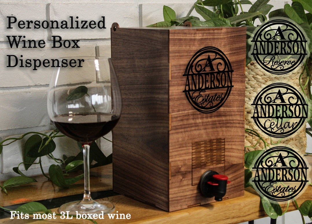 Wood Wine Box for Boxed Wines Custom Wine Holder. Gift for Holidays ...