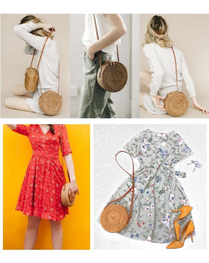 Handwoven Round Crossbody Rattan Bag Round - Etsy