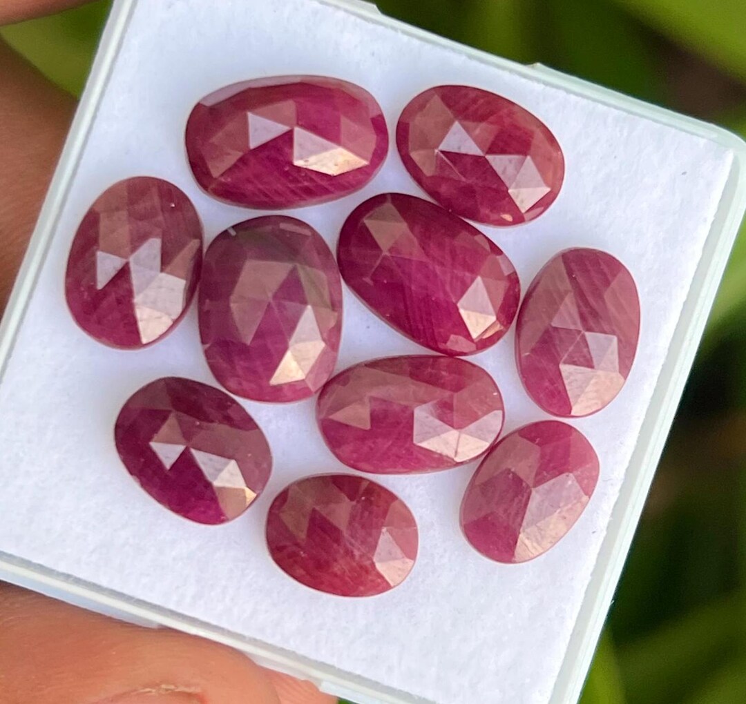 Natural Premium Quality Ruby Rose Gemstone Flat Back Loose Lot 37.75 ...