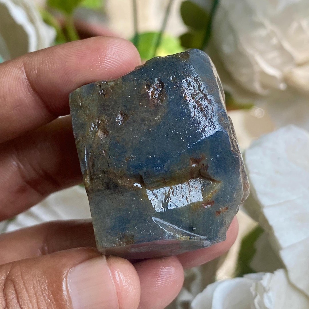 BLUE SAPPHIRE Rough Chunk Blue Sapphire Crystal, Stone of Prosperity ...