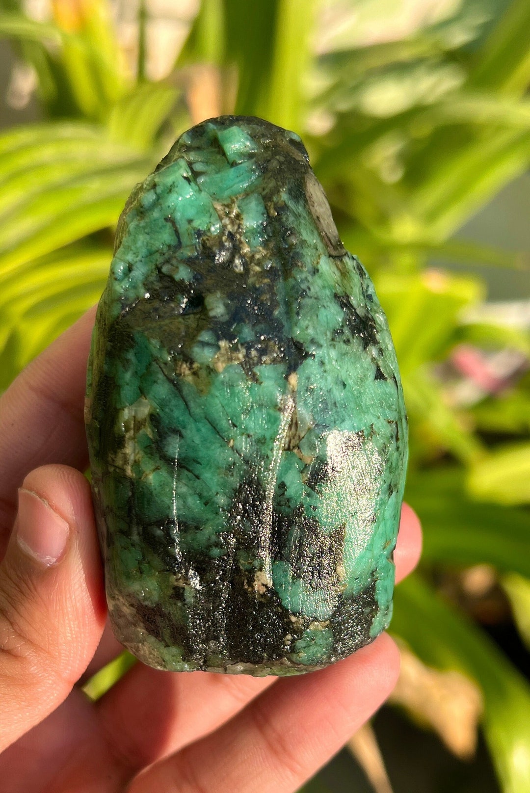 Natural Emerald Raw Emerald Rough Crystal Large Deep Green Emerald Raw Specimen Healing ...