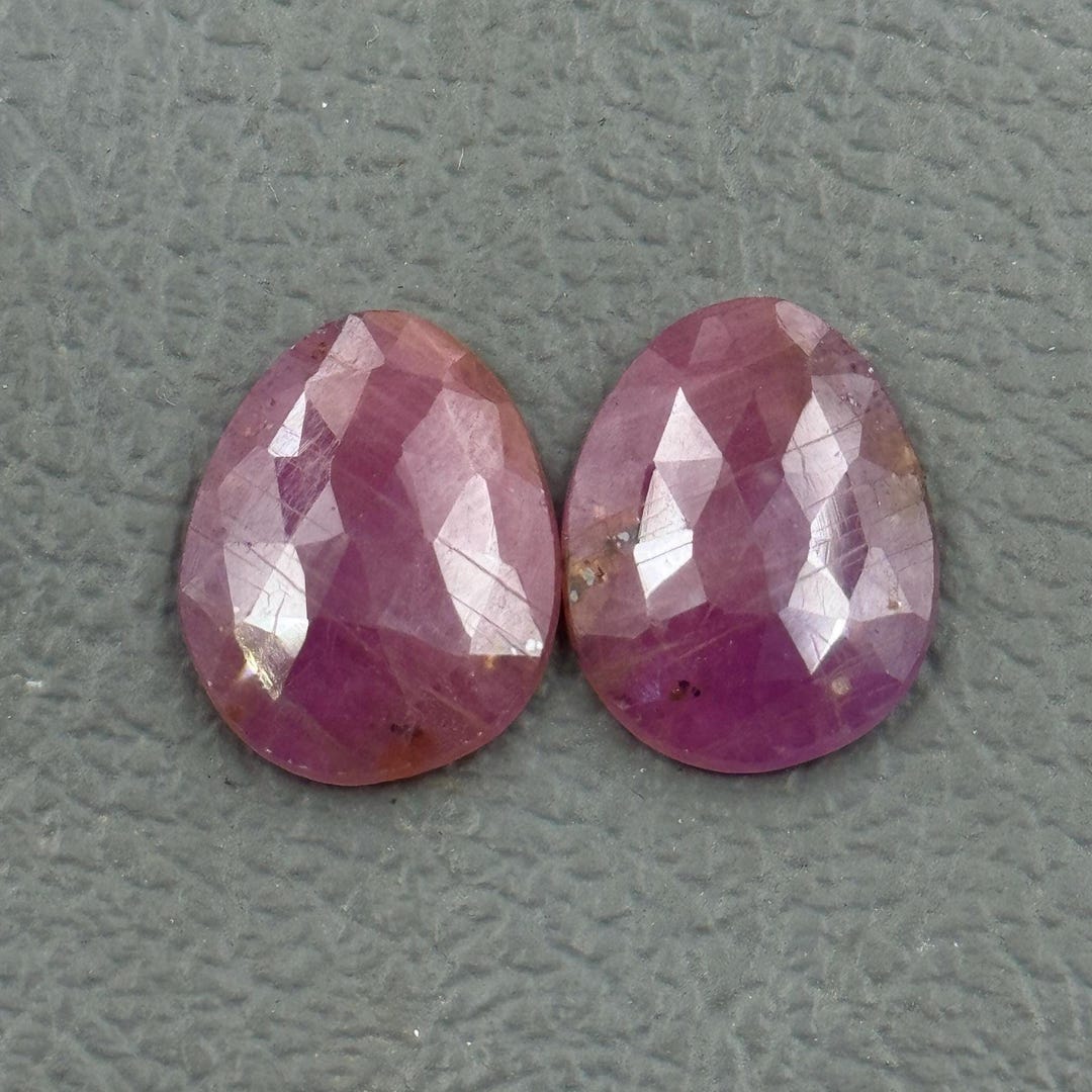 Pink Sapphire Rose Cut Cabochon Pair: 27.95 Carat Birthstone (20x16x4 ...