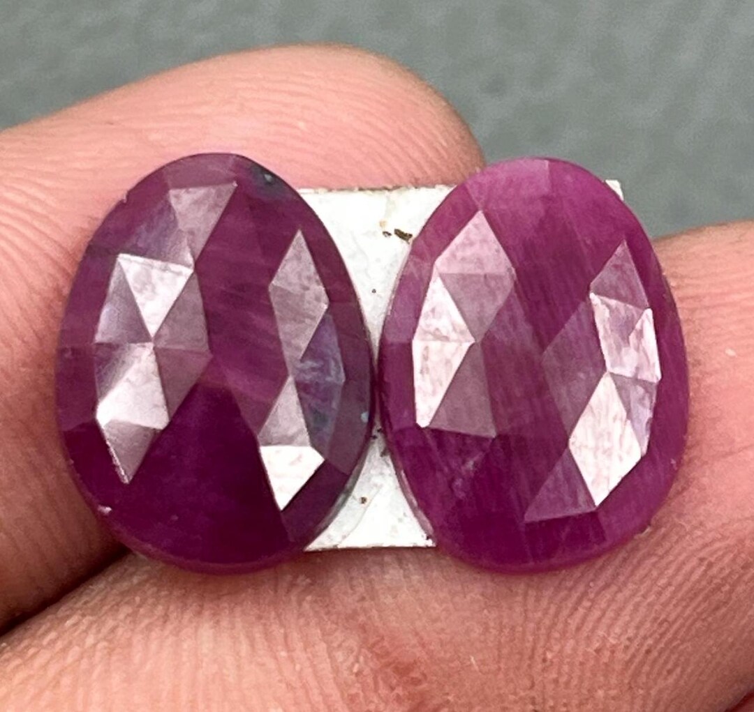 Natural Ruby Rose Cut Pair Gemstone Flat Back Loose Pair 9.20 Carat ...