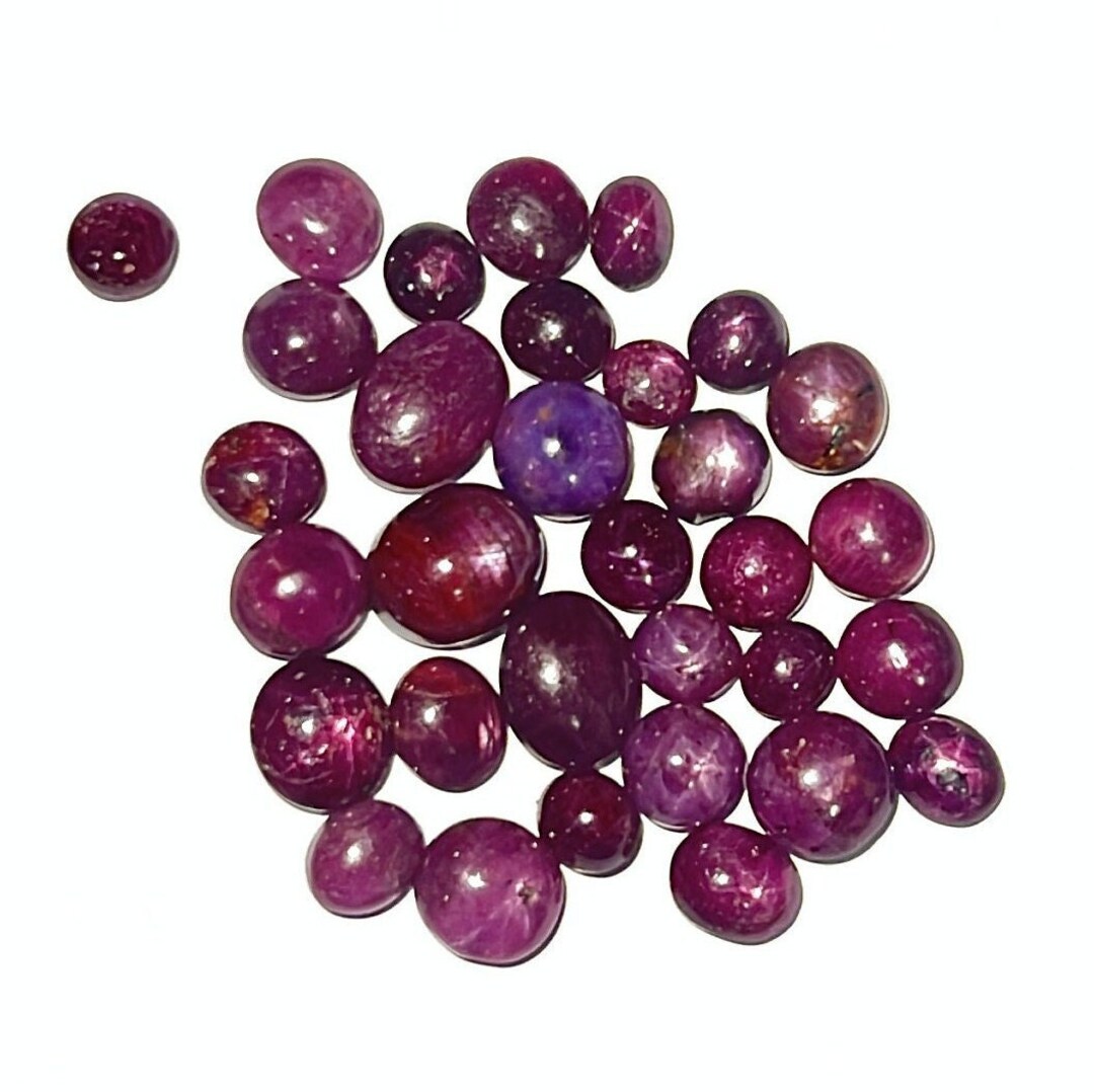 RUBY Silky Star Ruby Cabochon Natural Star Ruby Crystal Round Shpe ...