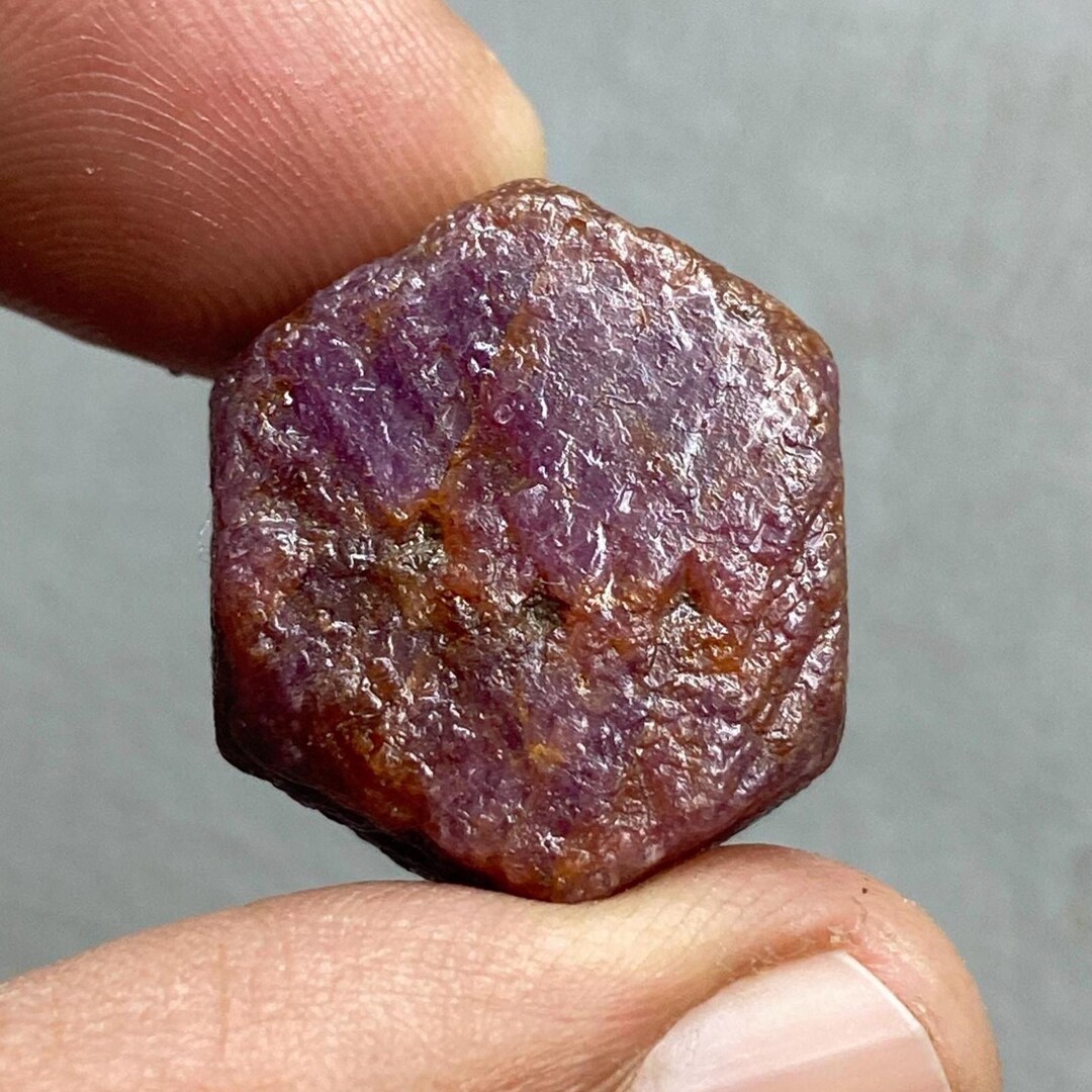 RUBY Raw Crystal - Sacred Geometry Hexagon Purple Ruby Healing Raw ...