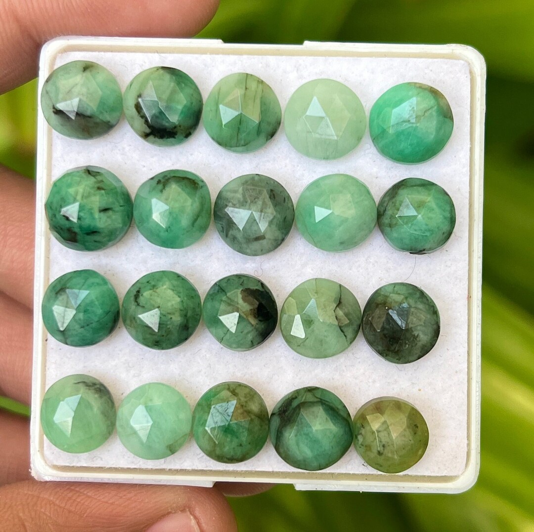 Natural Emerald Rose Cut Cabochons 9 MM Round 20 Pieces Lot Emerald ...