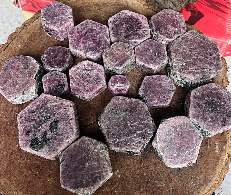 RUBY Raw Crystal Sacred Geometry Hexagon Ruby Raw Ruby - Etsy