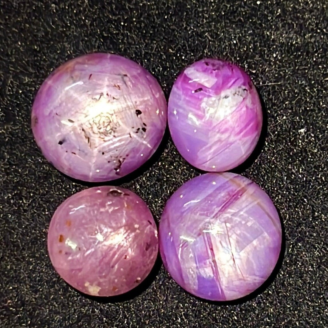 100% Natural Star Ruby Cabochon Gemstone Pink Matrix Sheen Oval Shape ...