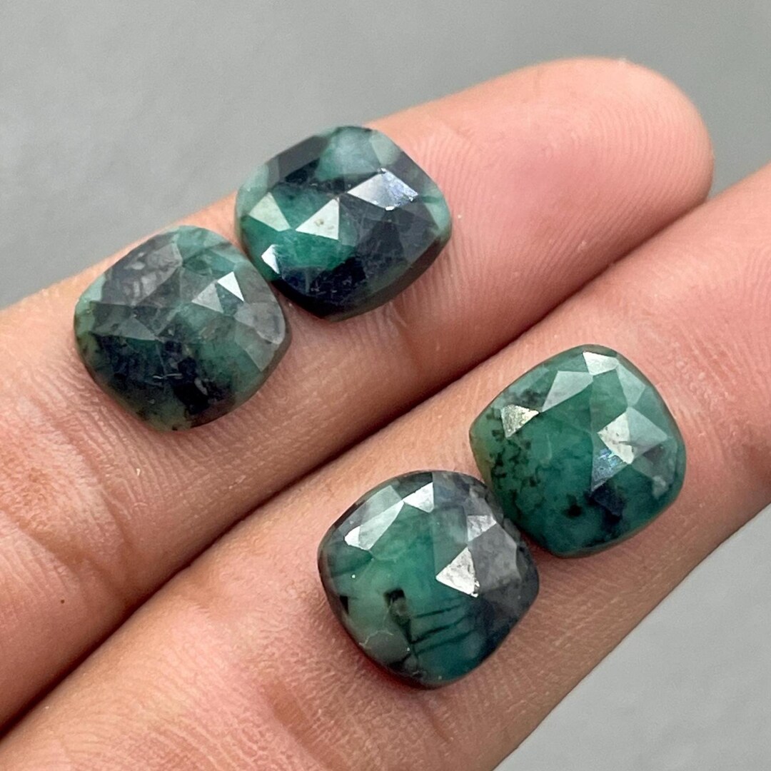 Emerald Rose Cut Cabochons: 15.0 Carat, 10mm Gemstone Pairs - Etsy