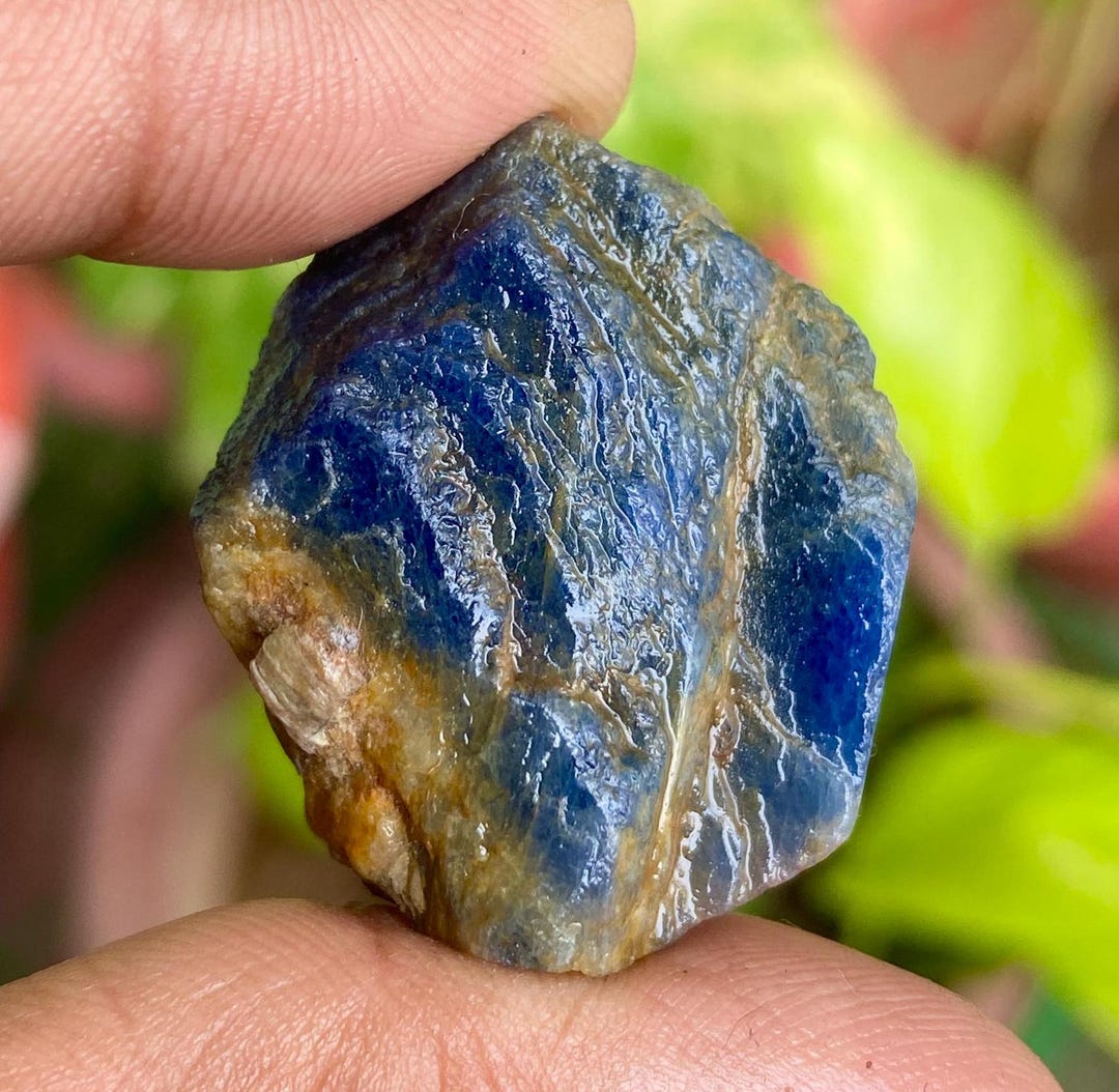 BLUE SAPPHIRE Raw Natural Blue Sapphire Rough Chunk Crystal Specimen ...