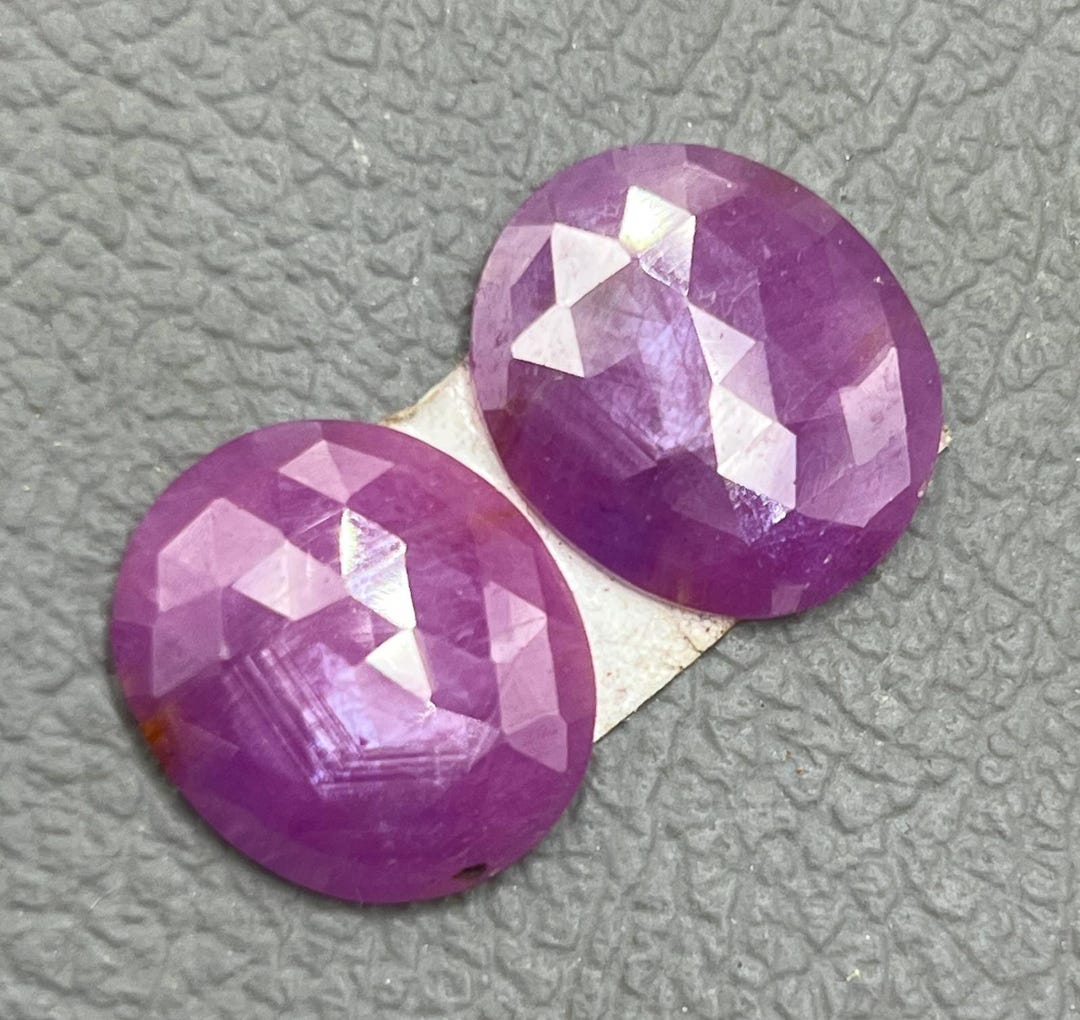 Natural Pink Ruby Rose Cut Pair Gemstone Matrix Sheen Pattern 28.0 ...