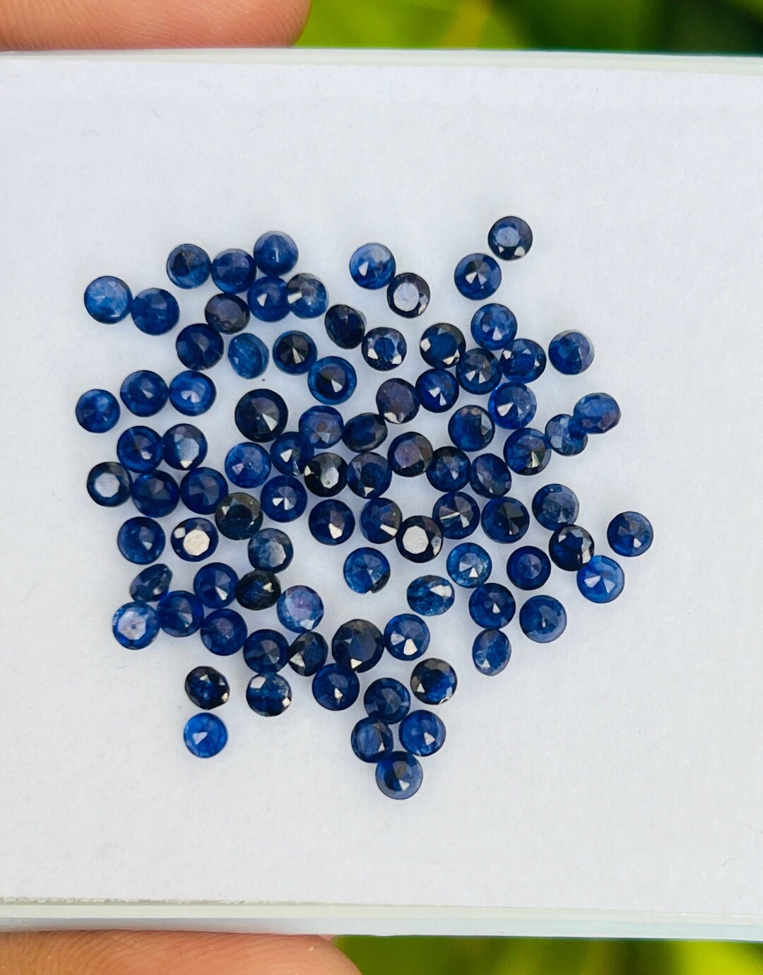 Natural Thailand Blue Sapphire Round Faceted Gemstone Precious Blue ...