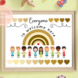Everyone is Welcome Here,diversity Printable,digital Download,classroom ...