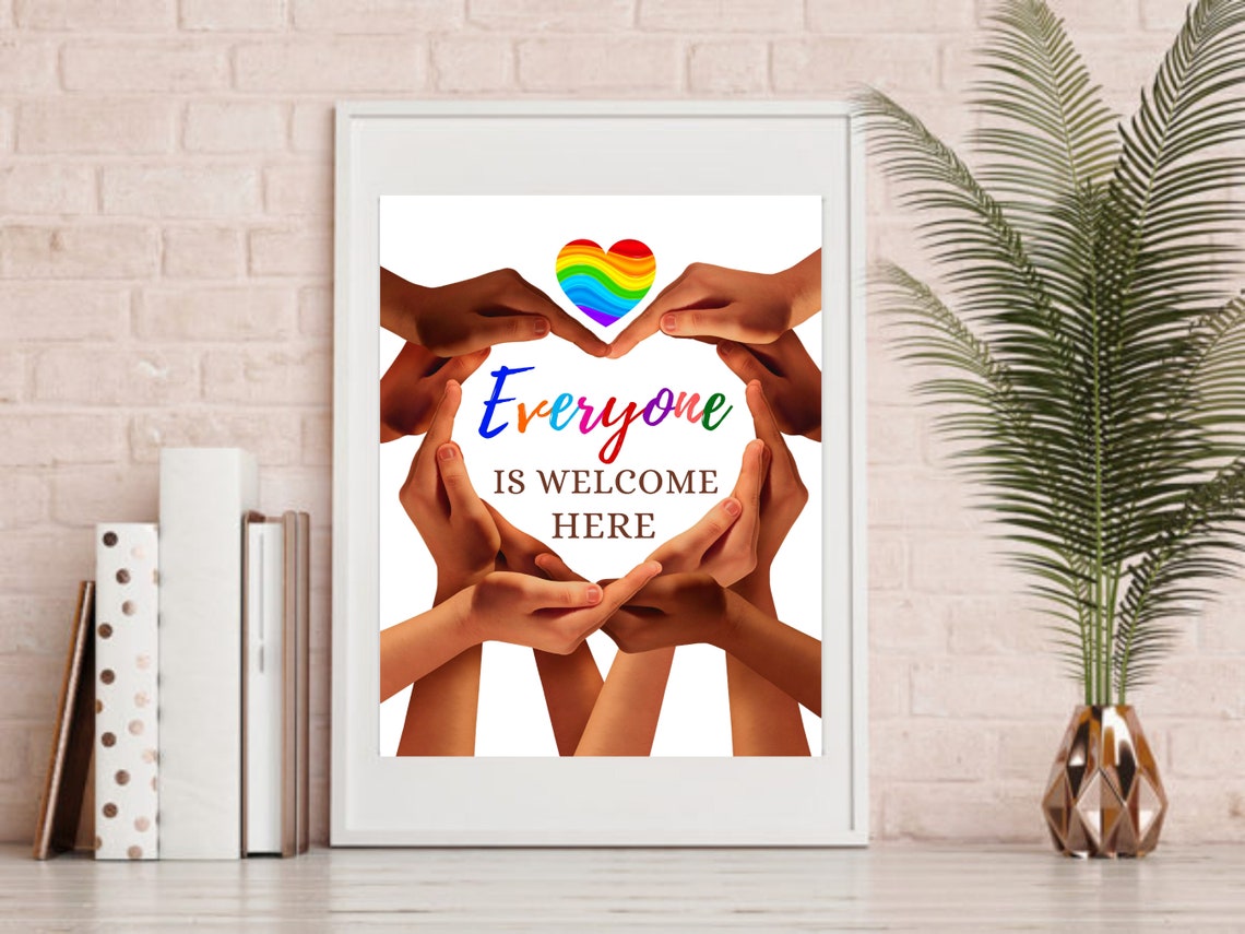 Everyone is Welcome Here Diversity Poster, Holding Hands Social Worker ...